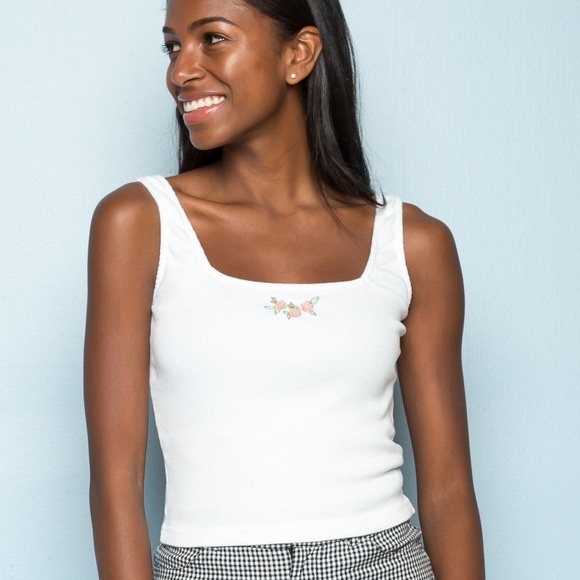 Brandy Melville | Tops | Brandy Melville Embroidered Hannah Rose Tank ...